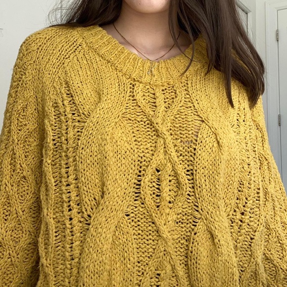 Zara | Sweaters | Zara Mustard Yellow Knit Sweater | Poshmark